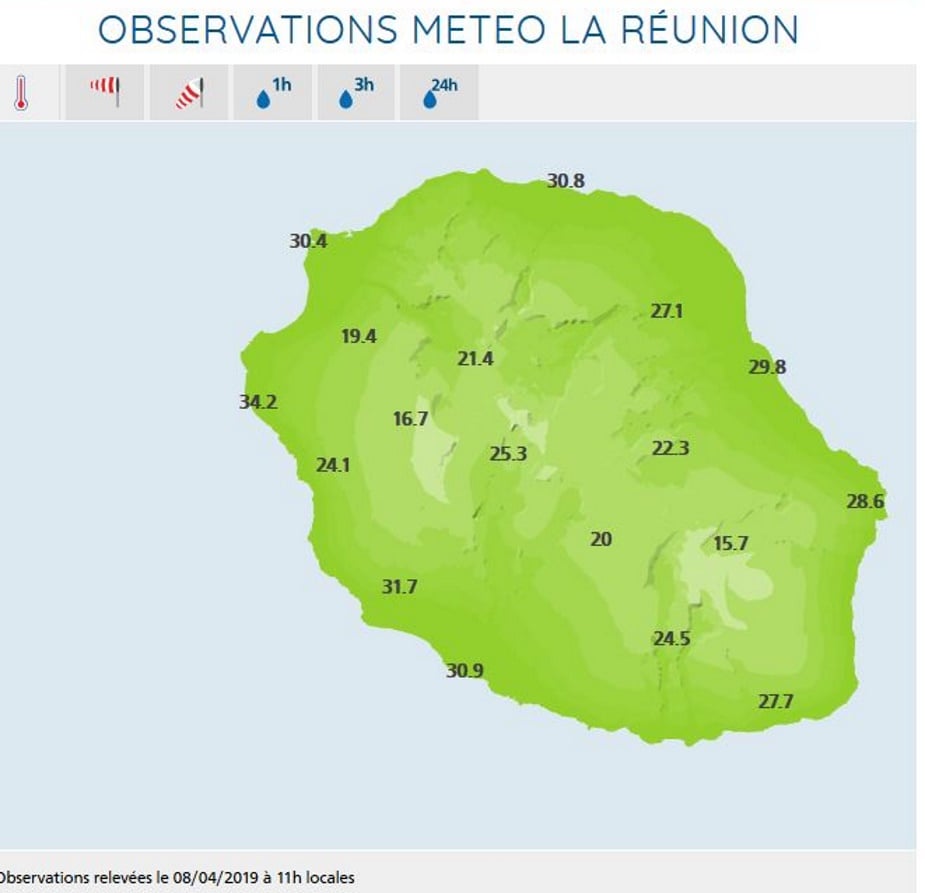 La Réunion : Température "record" de 34°2c sous abri à La Pointe des 3 ...