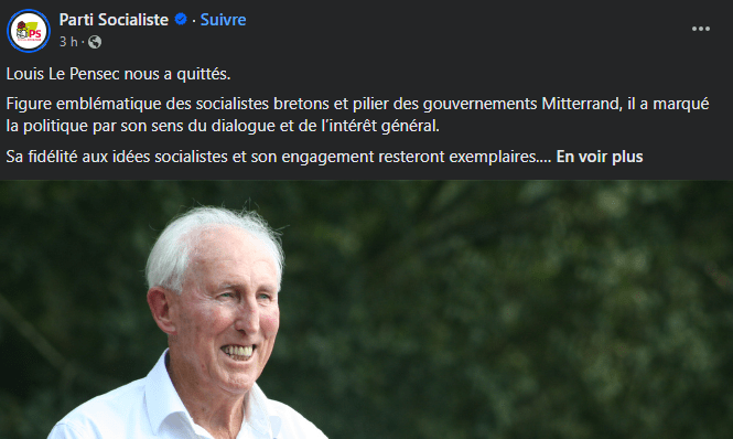 Louis Le Pensec, ancien ministre des Outre-mer, est décédé