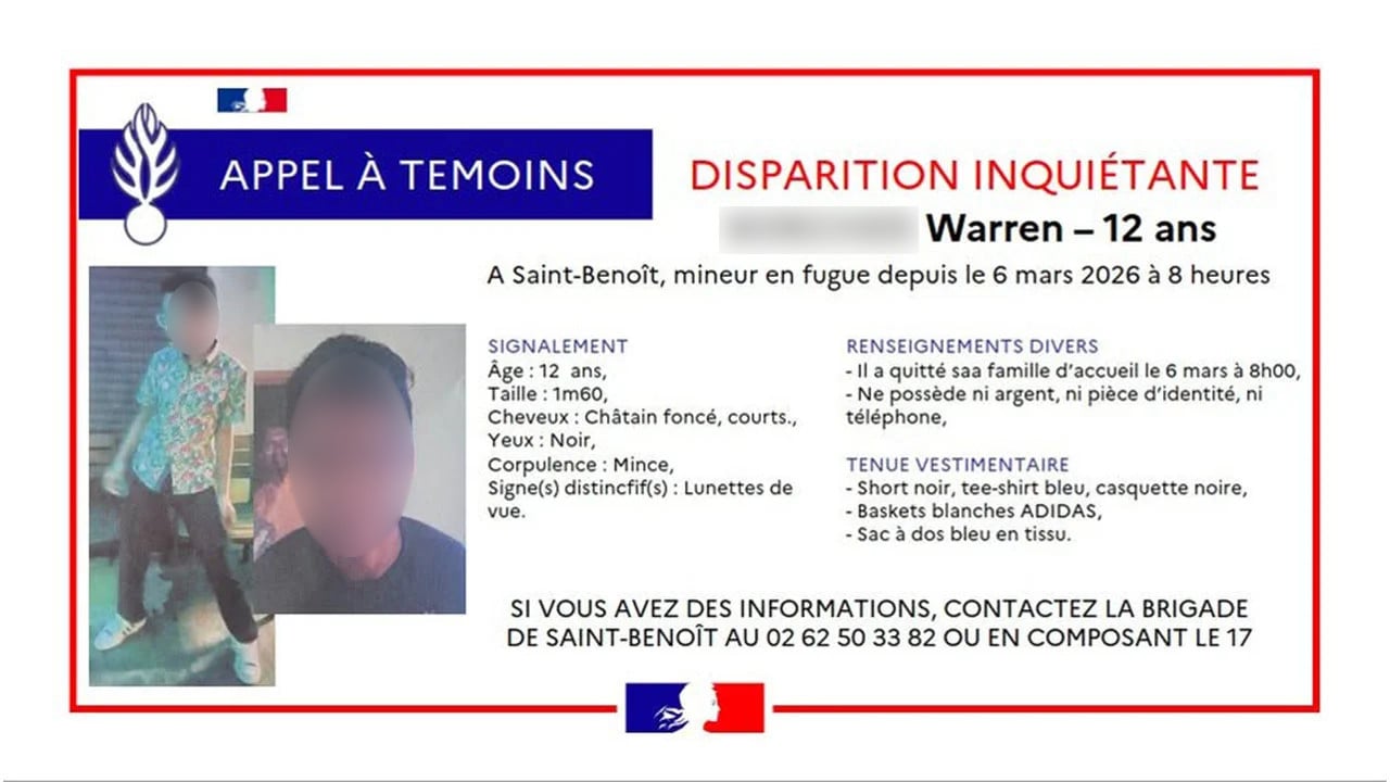 Saint-Benoît : l’adolescent de 12 ans porté disparu a été retrouvé sain ...